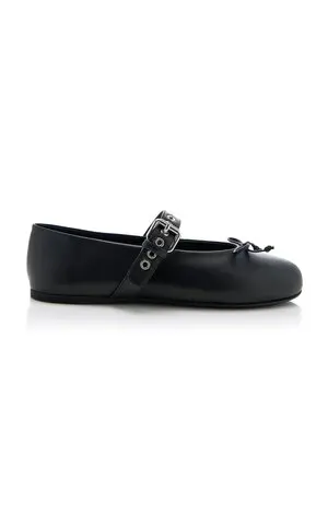 Miu Miu Buckle-strap Leather Ballet Flats