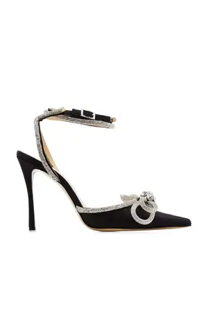 Mach & Mach Double Bow Crystal-embellished Pumps - Black