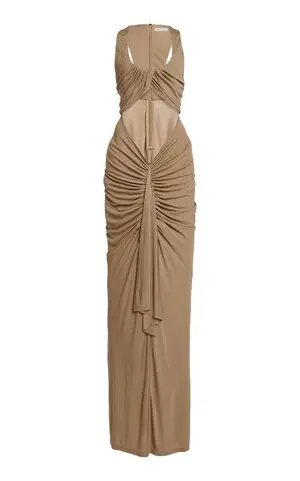 Christopher Esber Vivenda Cutout Ruched Jersey Maxi Dress