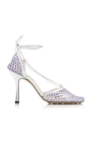 Bottega Veneta Stretch Metallic Sandals - Purple