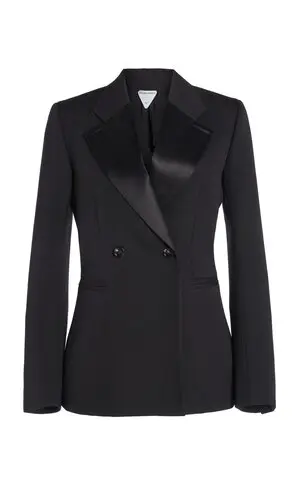Bottega Veneta Double-breasted Wool Cocoon Blazer With Satin Lapels