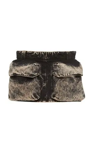 Miu Miu Washed Denim Mini Skirt With Oversized Pockets