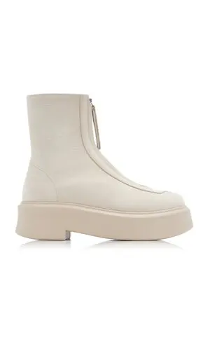THE ROW Zipped Leather Ankle Boots
