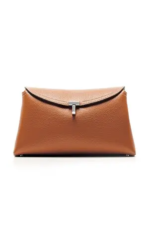 TOTEME T-lock Leather Clutch - Tan