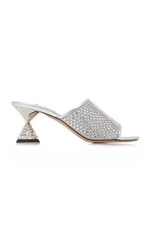 Miu Miu Crystal-embellished Metallic Leather Mules