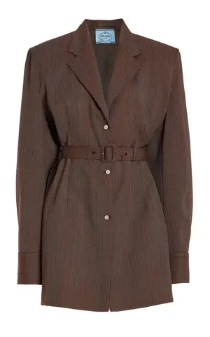 Prada Single-breasted Pinstriped Wool Jacket