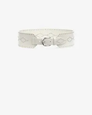 Isabel Marant Étoile Isabel Marant Lucie Wide Studded Leather Belt Chalk-silver