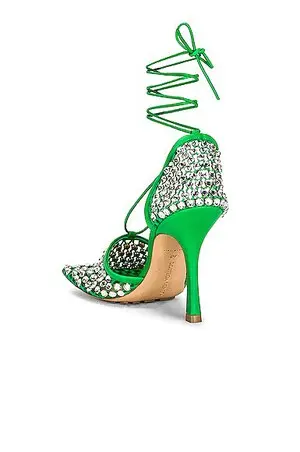 Bottega Veneta Sparkle Stretch Lace-up Sandals - Parakeet