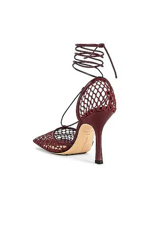 Bottega Veneta Web Stretch Lace Up Sandals - Cherry