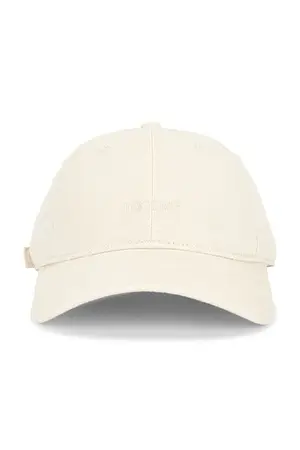 TOTEME Leather Trim Cotton Cap - Pebble