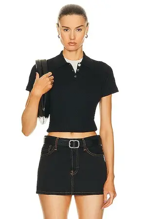 Guest In Residence Shrunken Cashmere Polo Top - Black