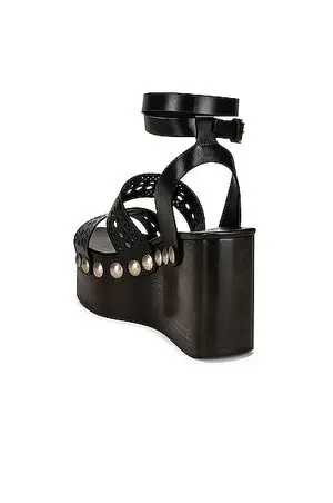 Alaïa Vienne Wooden Ankle Strap Wedges