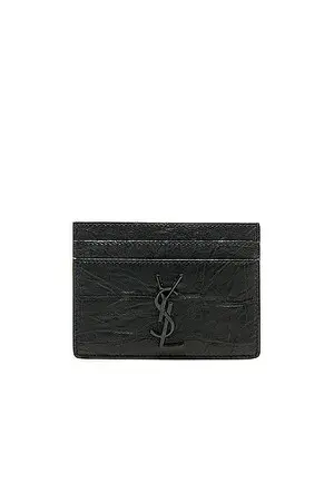 Saint Laurent Croc Embossed Cardholder - Black