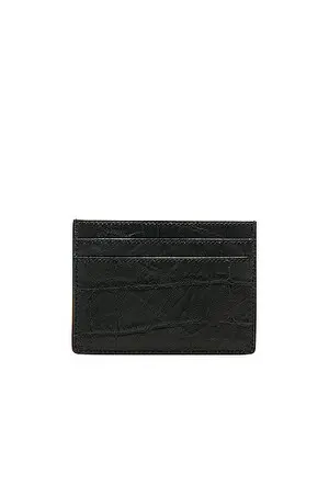 Saint Laurent Croc Embossed Cardholder - Black