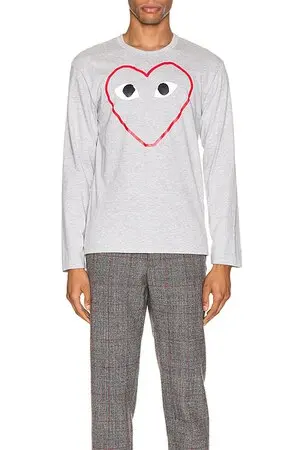 Play Comme Des Garcon Heart Logo Long Sleeve Tee