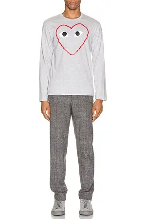 Play Comme Des Garcon Heart Logo Long Sleeve Tee