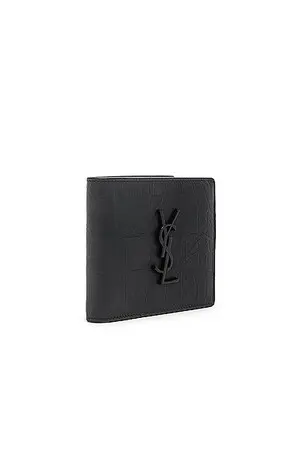 Saint Laurent Croc Embossed Billfold Wallet