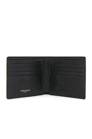 Saint Laurent Croc Embossed Billfold Wallet