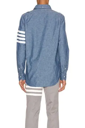 Thom Browne Straight Fit Button Down Long Sleeve Shirt