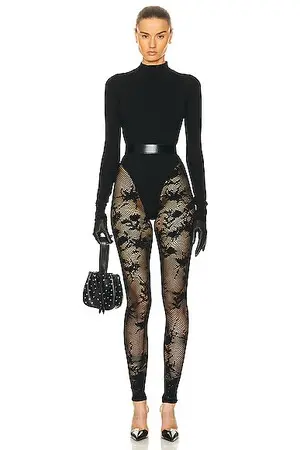 Alaïa Black Turtleneck Catsuit - Noir