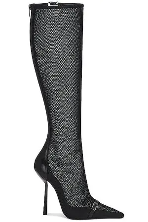Saint Laurent Oxalis Mesh And Leather High Heel Boots