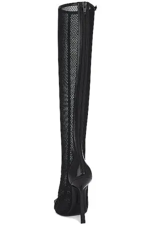 Saint Laurent Oxalis Mesh And Leather High Heel Boots