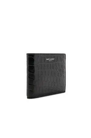Saint Laurent Matte Croc Billfold Wallet