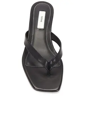 TOTEME Leather Kitten Heel Flip Flop Sandals - Black