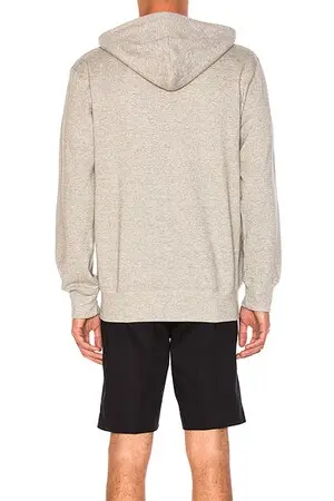 Play Comme Des Garcon Red Emblem Zip Cotton Hoodie - Grey