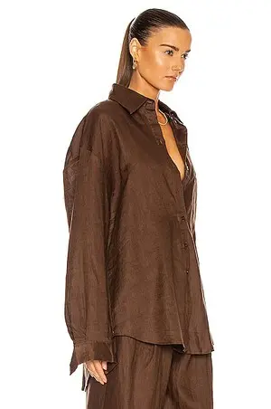 AEXAE Linen Woven Shirt - Brown