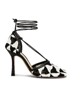 Bottega Veneta Stretch Lace Up High Heel Sandals - String & Black