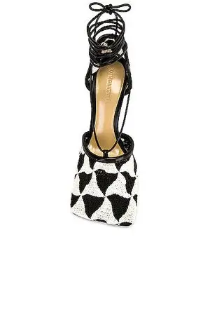 Bottega Veneta Stretch Lace Up High Heel Sandals - String & Black