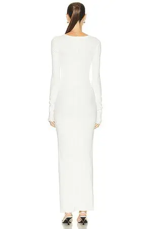 Eterne Long Sleeve Crewneck Maxi Dress - Cream