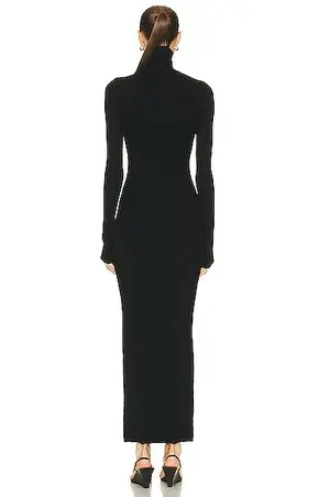Eterne Long Sleeve Turtleneck Maxi Dress - Black