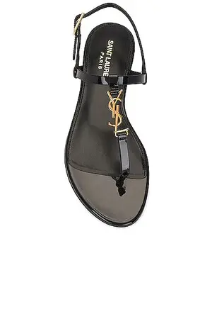 Saint Laurent Cassandra Flat Sandal - Noir