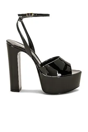 Saint Laurent Glossy Leather Platform Sandals