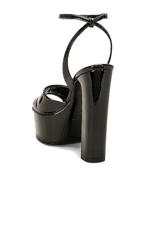 Saint Laurent Glossy Leather Platform Sandals