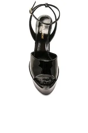 Saint Laurent Glossy Leather Platform Sandals