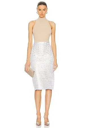 Alaïa White Pencil Skirt With Animal Print