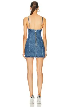 AREA Crystal Embellished Cup Mini Dress