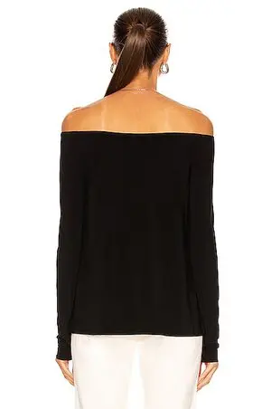 Norma Kamali Long Sleeve Off Shoulder Top - Black