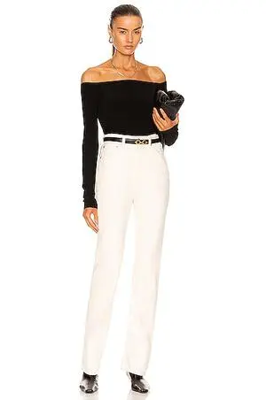 Norma Kamali Long Sleeve Off Shoulder Top - Black