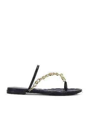 Bottega Veneta Leather Leaf Sandals With Gold-tone Chain Link Detailing