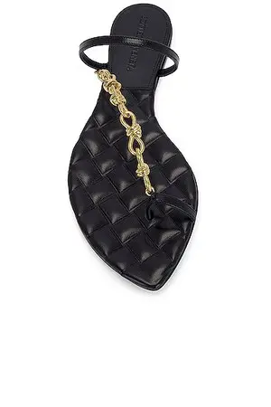 Bottega Veneta Leather Leaf Sandals With Gold-tone Chain Link Detailing