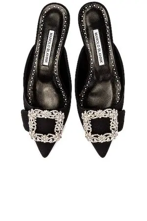 Manolo Blahnik Maysale 10 Jewel Mule - Black