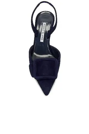 Manolo Blahnik Maysli 70 Suede Slingback Pump - Navy