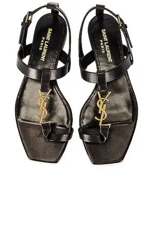 Saint Laurent Cassandra Flat Sandals - Nero