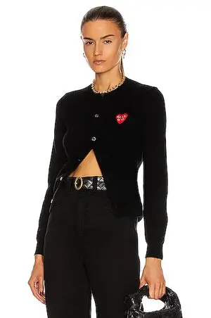 Play Comme Des Garcon Wool Cardigan - Black