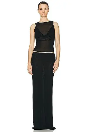 HELSA Sheer Knit Draped Top