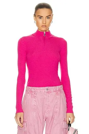 Moncler Ribbed Zip Up Turtleneck Top